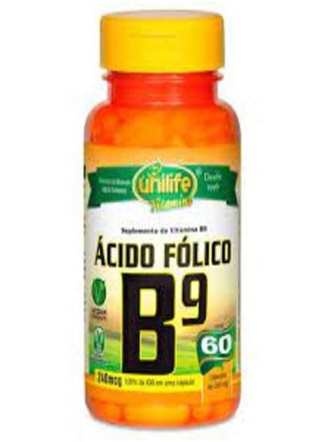 Vitamina B9 Ácido Fólico Unilife 60 cápsulas Alecrim Dourado