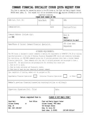 Fillable Online Cnic Navy CFS Quota Request Formdoc Fax Email Print