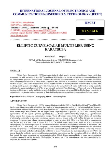 elliptic curve scalar multiplier using karatsuba pdf