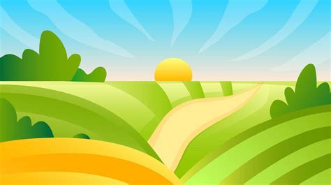 Ilustración de vector de paisaje rural concepto colorido de la