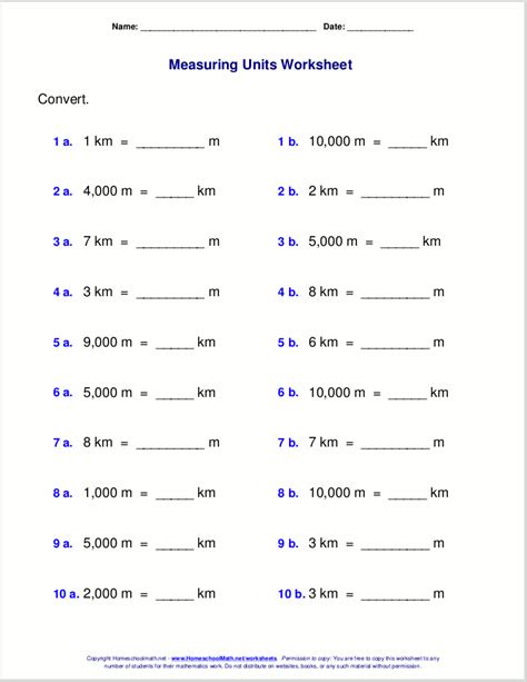 Metric Conversions Worksheets 1
