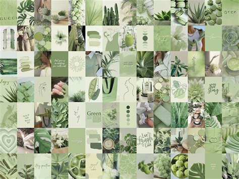 Pcs Sage Green Wall Collage Kit Boho Aesthetic Soft Botanical
