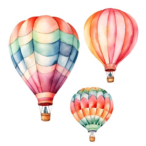 heiß Luft Luftballons Aquarell Clip Art ai generiert 24065359 PNG