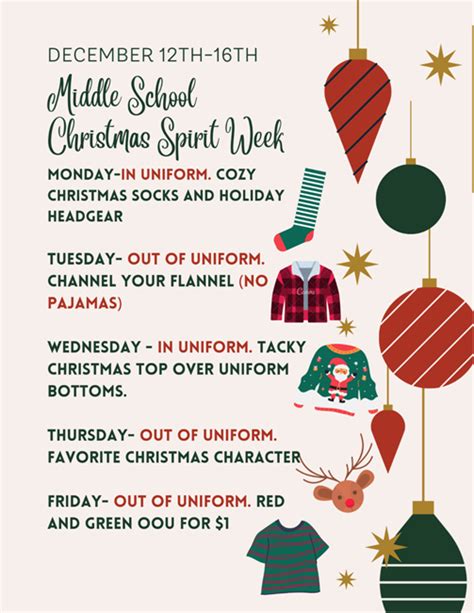 Middle School Christmas Spirit Week Blessed Sacrament Catholic School