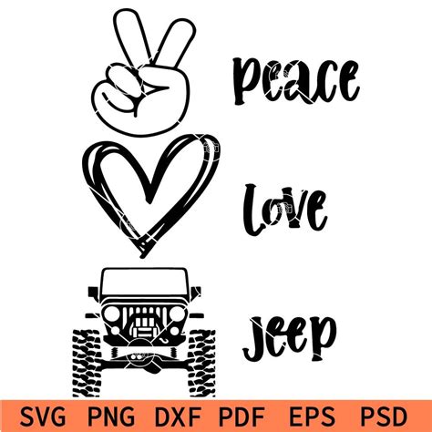 Peace Love Jeep SVG Peace Love Monster Jeep SVG Love Peace Jeep SVG
