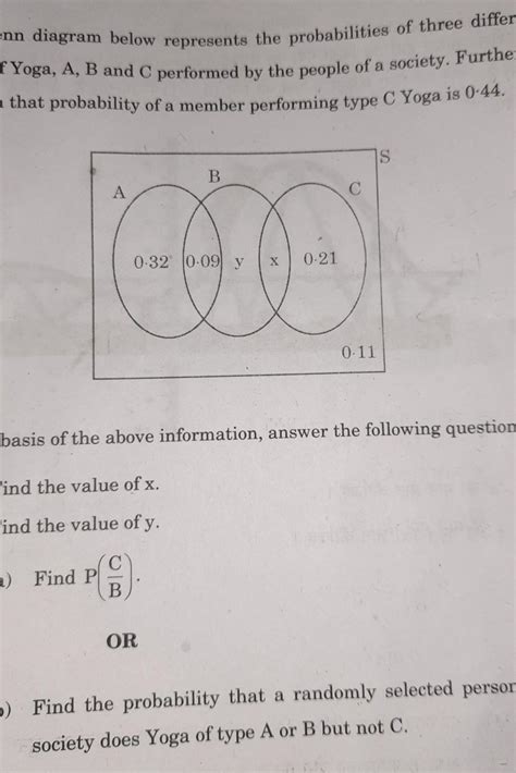 The Venn Diagram Below Represents The Probabilities Of Three Different