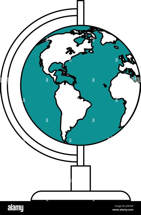 Silueta de color globo terráqueo de dibujos animados Imagen Vector de