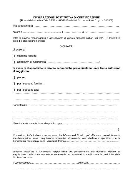 DICHIARAZIONE SOSTITUTIVA DI CERTIFICAZIONE Il La