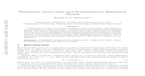 pdf parametric versus semi and nonparametric regression modelsparametric versus semi and