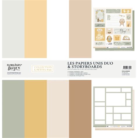 Set de papier 30x30 Unis Duo A Petits Pas Boy 6f Florilèges Design