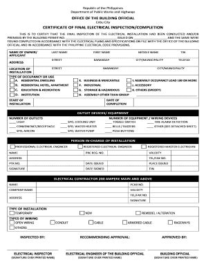 Certificate Of Final Inspection Form Fill Online Printable Fillable