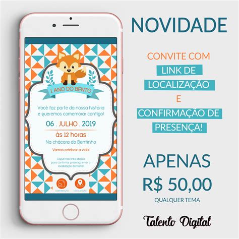 Convite link de confirmação de presença e localização no Elo7