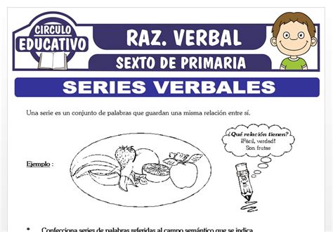 Las Series Verbales Para Sexto De Primaria Fichas Para Imprimir Rin Bee
