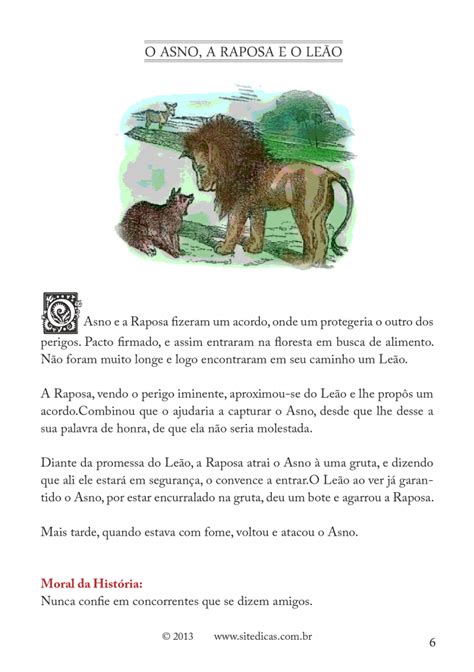 Fábulas Infantis de Esopo para imprimir Atividades Escolares