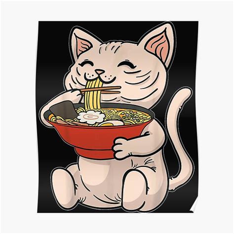 Sphynx Cat Japanese Ramen Noodles Poster For Sale By Serchibaglui