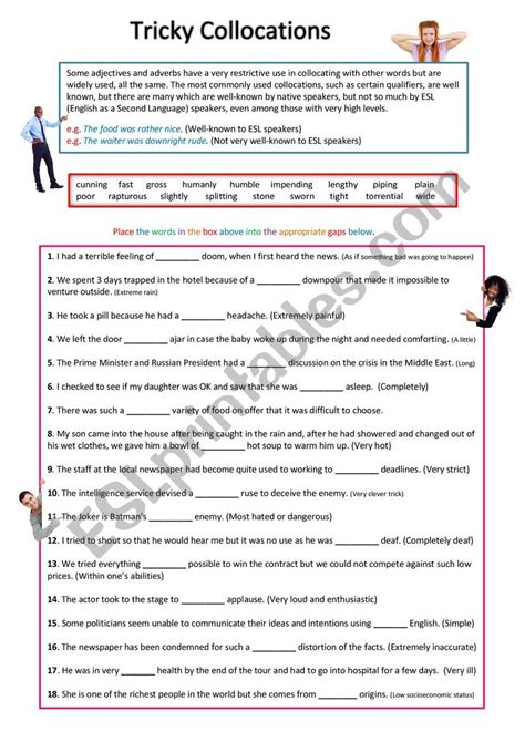 Tricky Collocations Esl Worksheet By Spinney