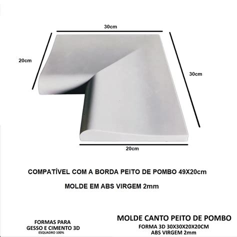 Forma D Molde D Borda De Piscina Peito De Pombo Canto L X Cm Abs