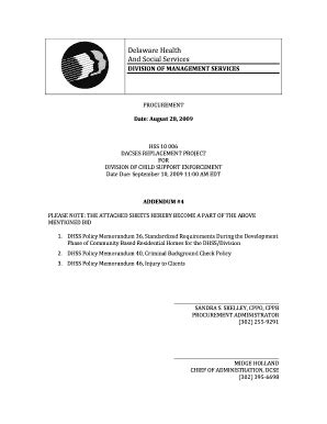 Fillable Online Dhss Delaware Addendum 4 Delaware Health And Social