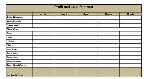 Printable Monthly Profit And Loss Template Free Templates Printable