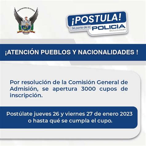 Policía Ecuador on Twitter ATENCIÓN Postula por última ocasión al