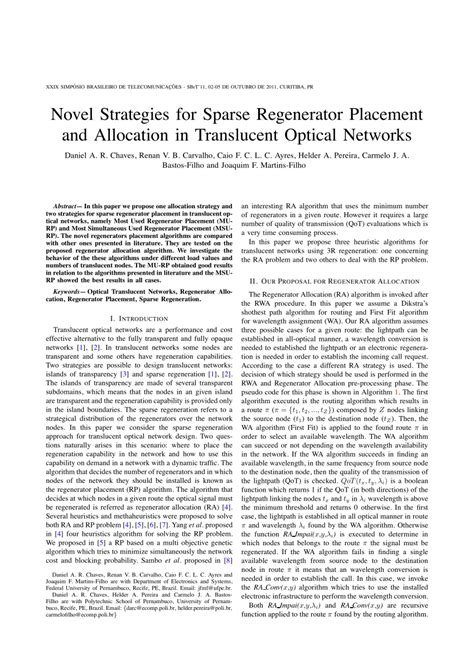 pdf novel strategies for sparse regenerator placement and allocation in translucent optical