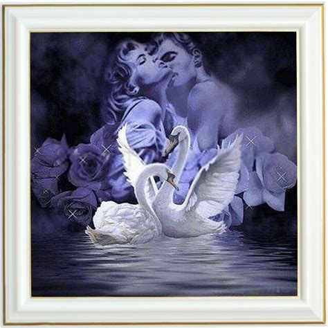 Broderie Diamant Les Cygnes De L Amour 40 X 40 Cm Animaux Lartera