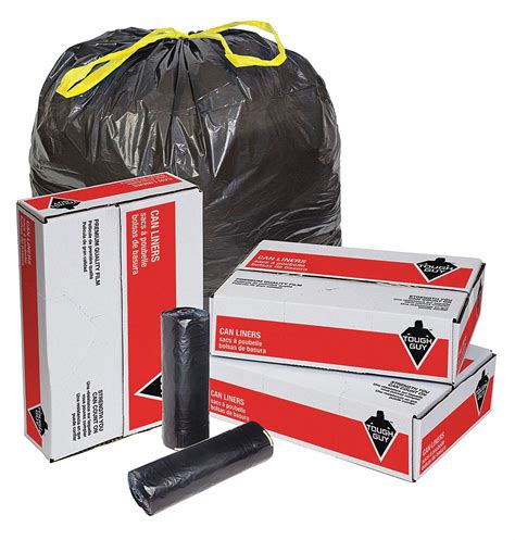 TOUGH GUY Trash Bag 55 Gal LLDPE Coreless Roll Black PK 100