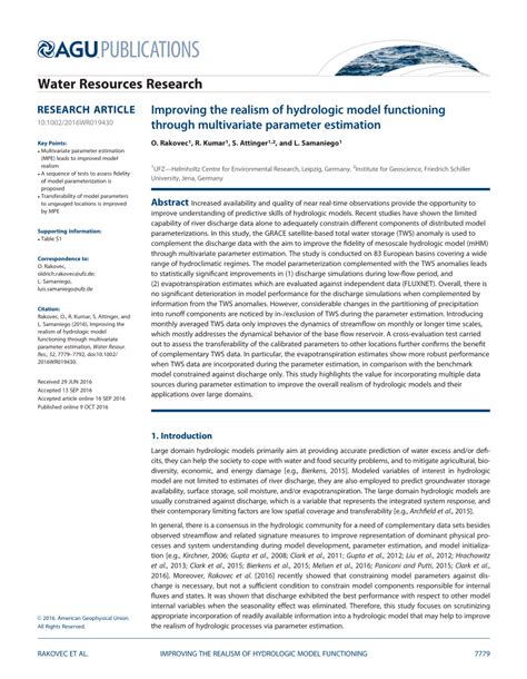 pdf improving the realism of hydrologic model functioning through multivariate parameter