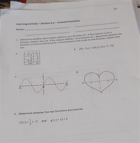 solved 1 determine whether each relation defines y as a