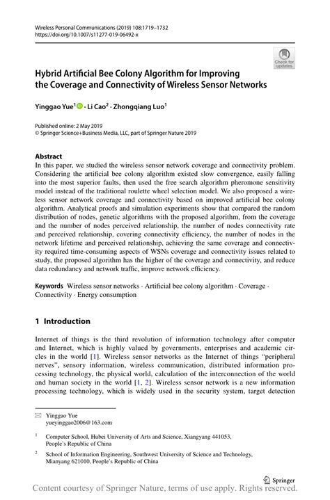 hybrid artificial bee colony algorithm for improving the coverage and connectivity of wireless