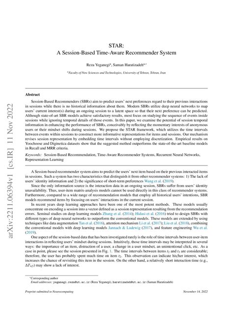 star a session based time aware recommender system deepai