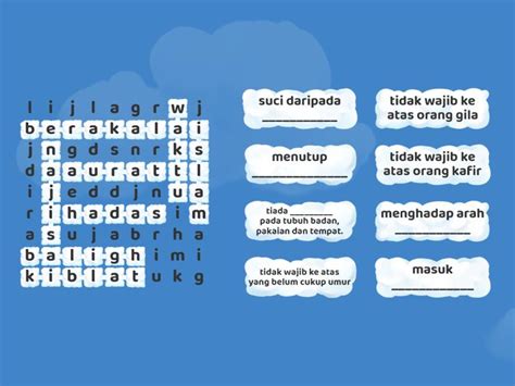 Syarat Wajib Dan Syarat Sah Solat Wordsearch