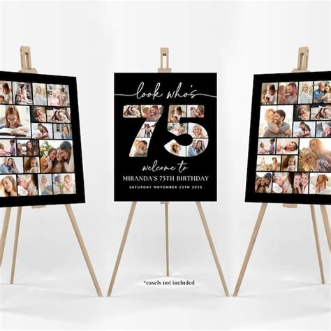 75th Birthday Photo Collage Template Etsy