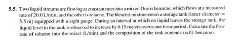 Solved 5 5 Two Liquid Streams Are Flowing At Constant Rates Chegg