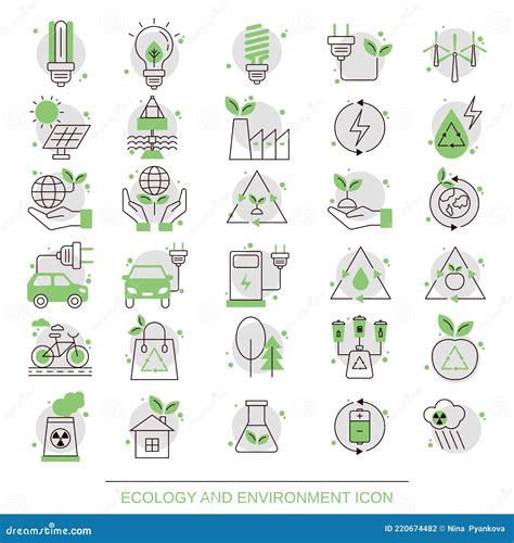 Ecological Icon Set Vector Illustration Line Style Icon Stock