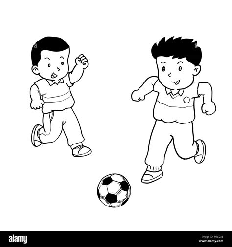 Dibujos Animados Para Colorear De Ninos Jugando Futbol Para Colorear