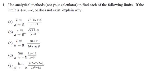 solved 1 use analytical methods not your calculator to