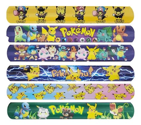 6 Pulseira Temática Pokémon Pikachu E Sua Turma Premium Parcelamento