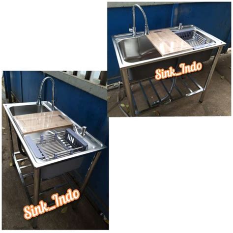 Jual Bak Cuci Piring Portable Wastafel Rak Kaki Kitchen Sink Set Kran