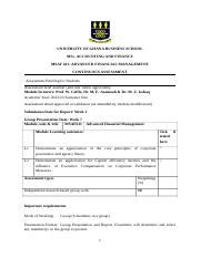 MSAF611 CW 2023 Weekend Docx UNIVERSITY OF GHANA BUSINESS SCHOOL MSc