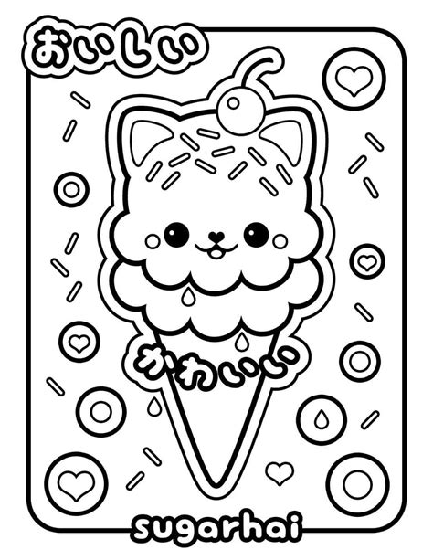 Helado Kawaii Para Colorear Imprimir E Dibujar Coloringonly