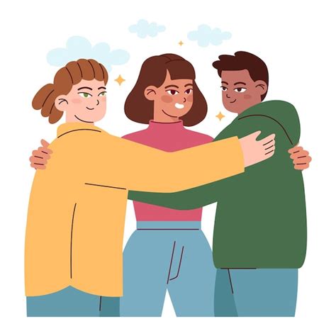 Amigos Apoyan Amistad Apoyo Mental Y Consuelo Grupo Vector Premium
