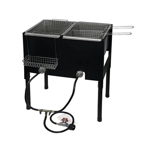 Barton 17 5 Qt Portable LPG Propane Dual Burner Deep Fryer Outdoor
