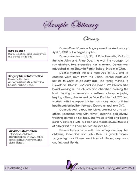 Funeral Obituary Template Fillable Printable Pdf And Forms