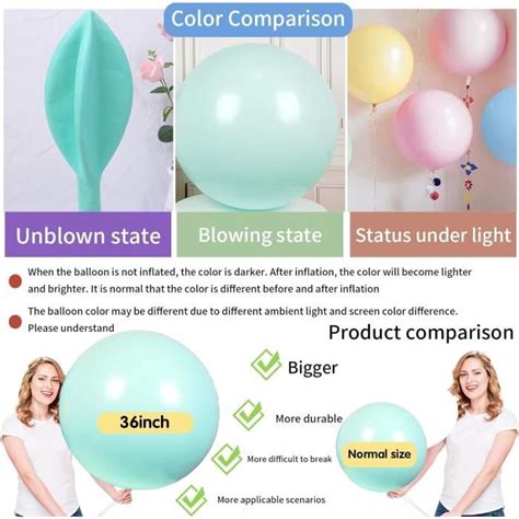 6 Pièces Ballon Géant En Latex 36 Pouces Grand Décorations Ballon Bleu