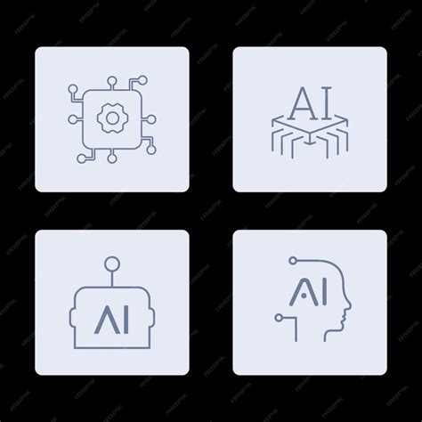 premium vector ai artificial intelligence icon set inline style machine learning smart robotic