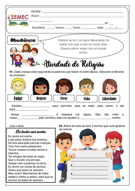 Atividades De Ensino Religioso 1 Ano Para Imprimir EDUKITA