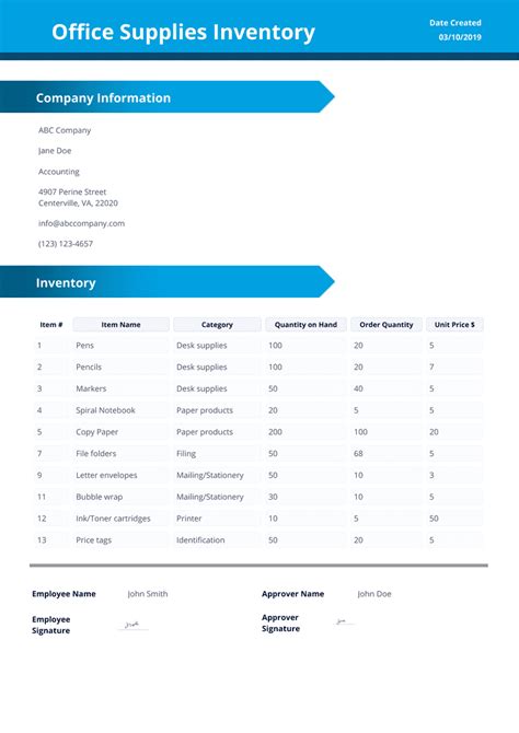 Office Supplies Inventory Template PDF Templates Jotform