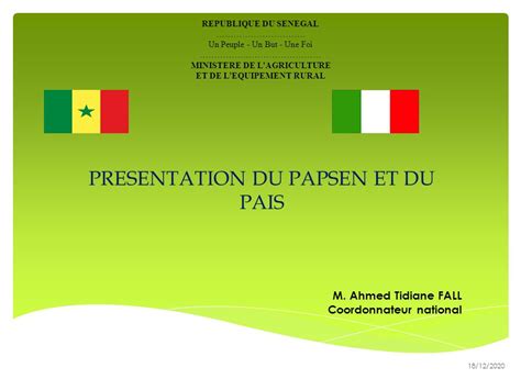 PRESENTATION DU PAPSEN ET DU PAIS 18 12 2020 M Ahmed Tidiane FALL