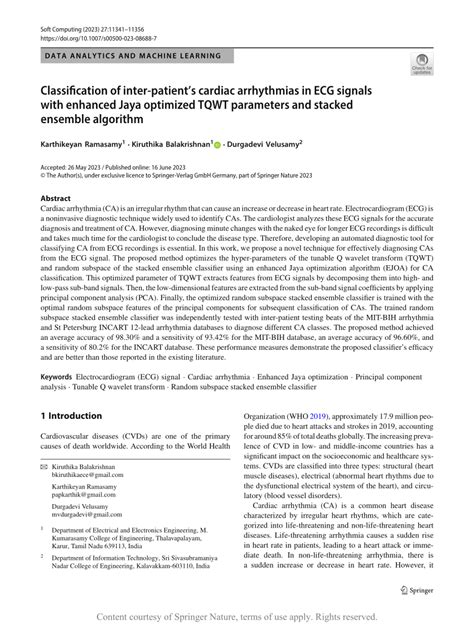 classification of inter patient s cardiac arrhythmias in ecg signals with enhanced jaya
